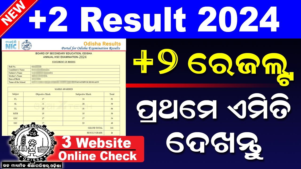 How To Check +2 Result 2024 Odisha | CHSE Odisha Plus Two Marksheet ...