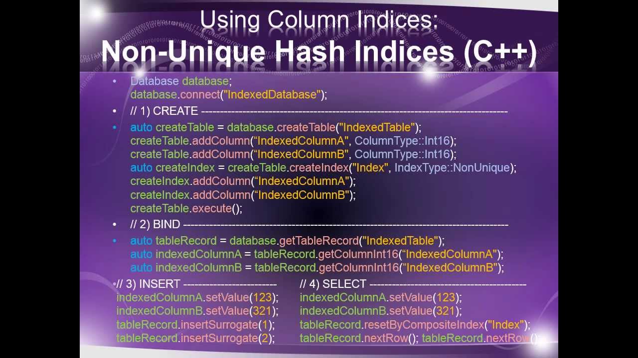 CompleteDB C++ API: Using Non-Unique (composite) Hash Indices - YouTube