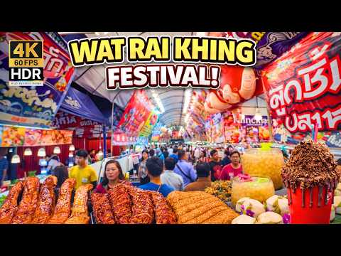 🔥 Wat Rai Khing Festival: Thailand’s BIGGEST Temple Food Fair! [4K HDR]