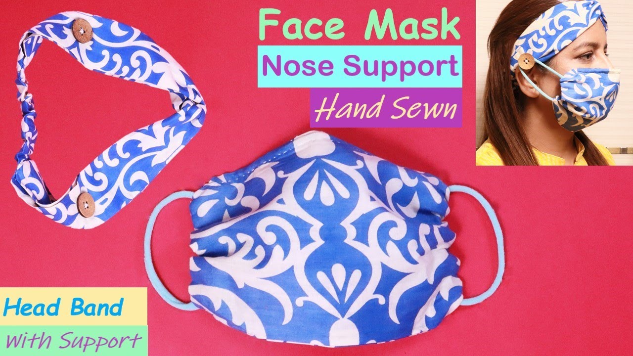 How to Make Fabric Face Mask with Headband and Buttons | DIY Face Mask ...