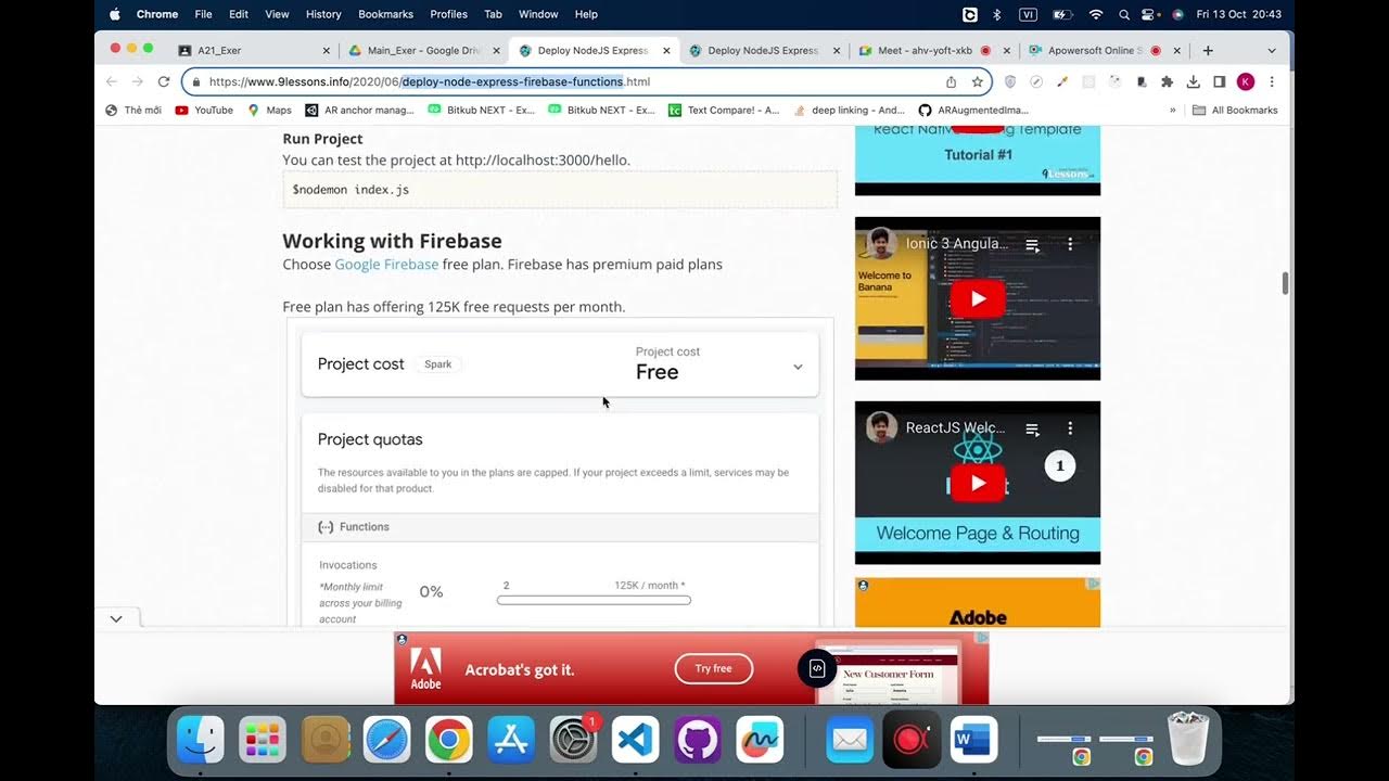 Cloud computing - 8.2 - Deploy nodejs application to firebase function - YouTube