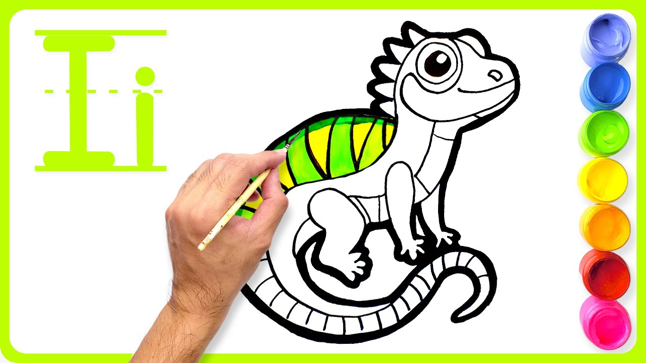 Iguana Drawing, Painting, Learning for Kids | Alphabet Animals - YouTube