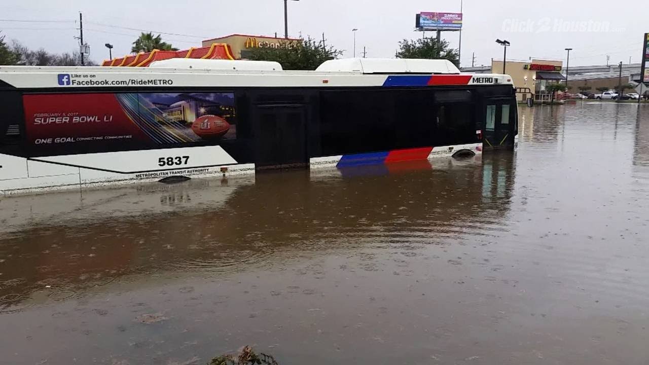 Cars, METRO bus stalled out in flooding - YouTube