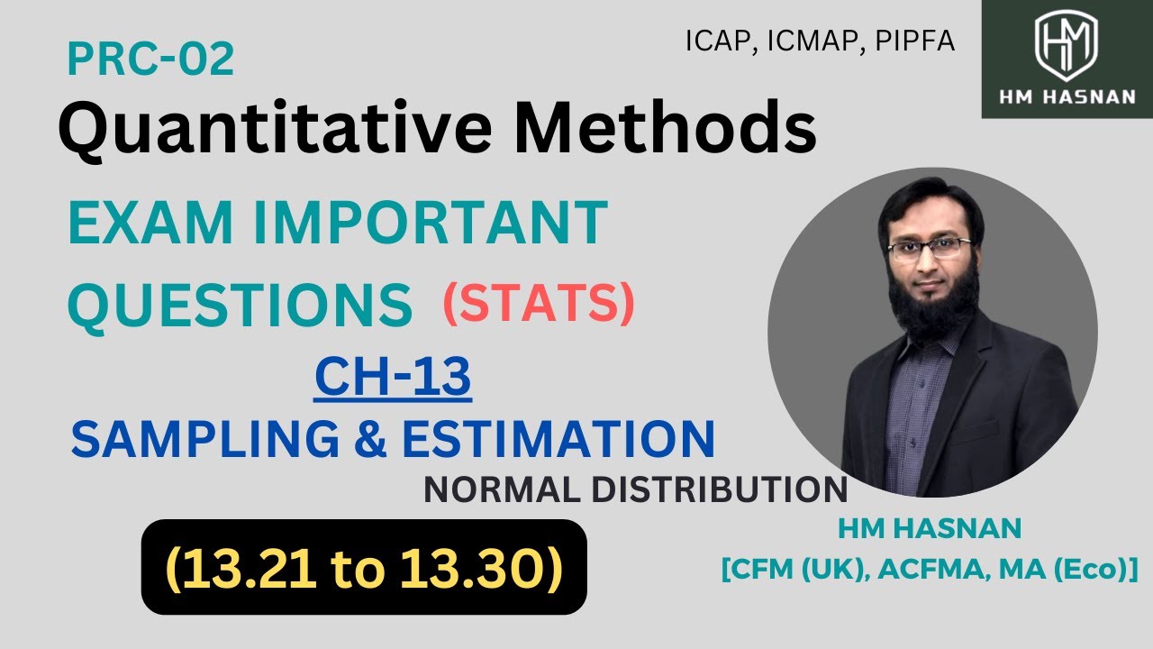 PRC-2 STAT (CH-13) SAMPLING & ESTIMATION I 13.21 to 13.30 l Exam ...