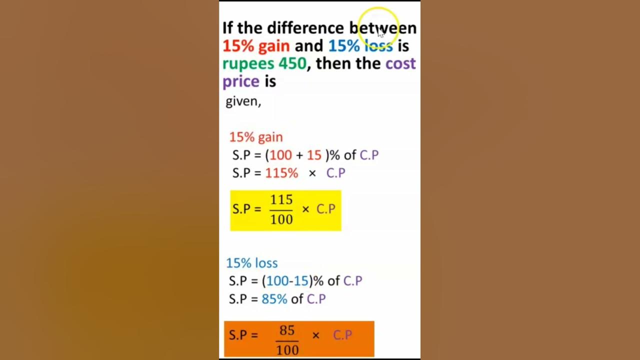 How To Find Cost Price If Gain And Loss Percentage Is Given YouTube how-to-find-cost-price-if-gain-and-loss-percentage-is-given-youtube