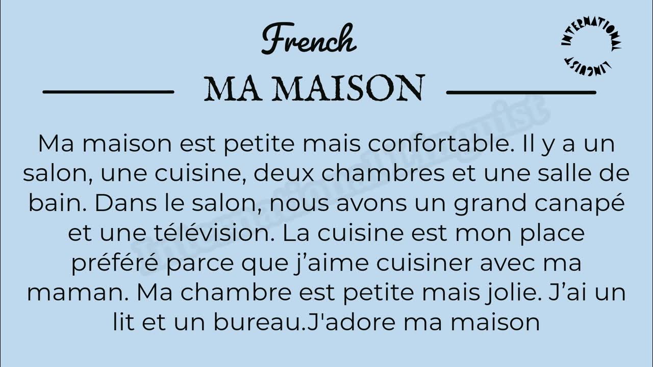 Describe your House in French. Ma Maison. Décrivez votre Maison - YouTube
