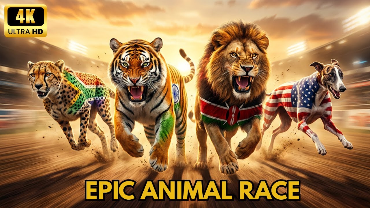Epic Animal Race | Cheetah vs Tiger vs Lion vs Greyhound – Who Is the ...