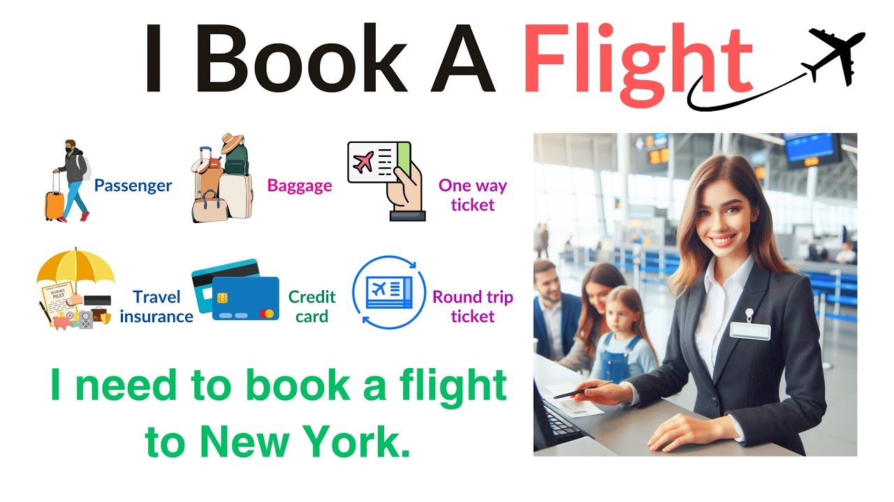 Daily English Conversations | I Book A Flight | English Vocabulary for ...