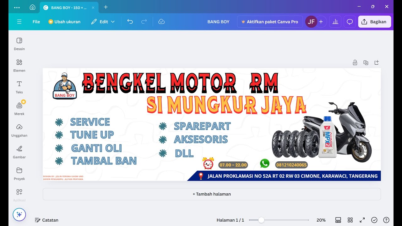 Proses Design Spanduk UMKM Bengkel Motor BY : Jolin Feriska - YouTube