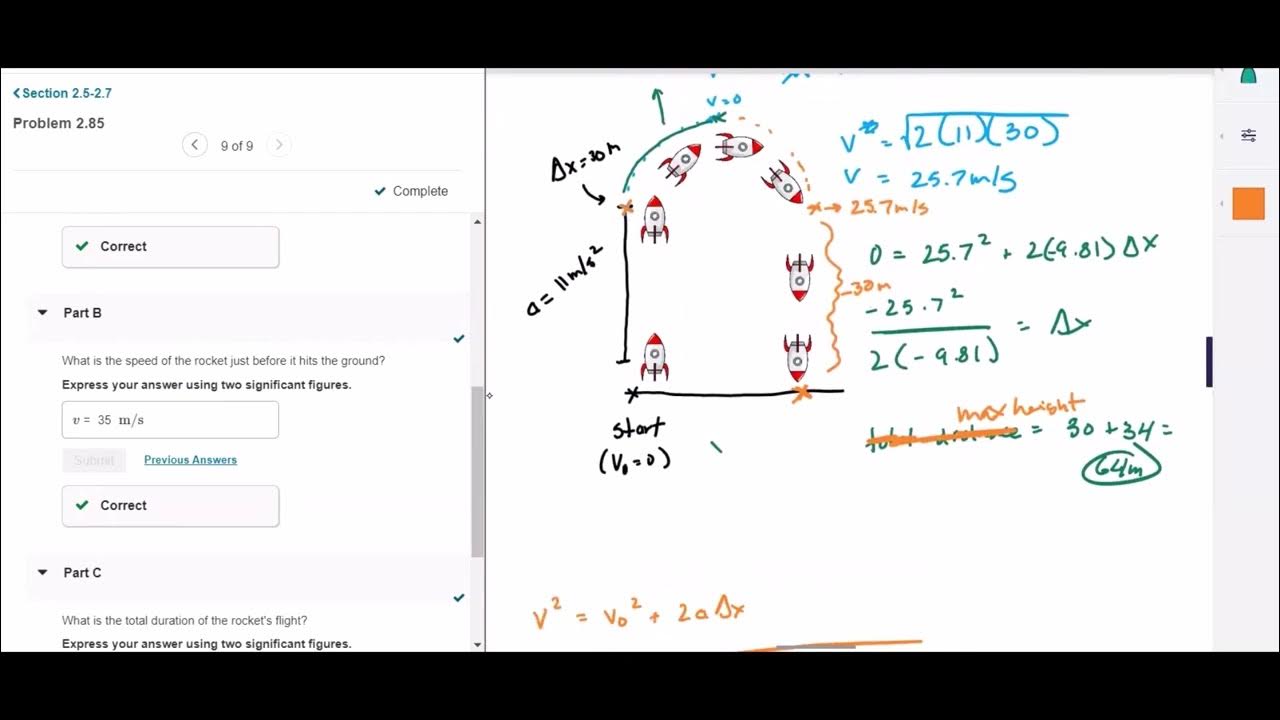 Physics, constant-acceleration equations of motion : the model rocket ...