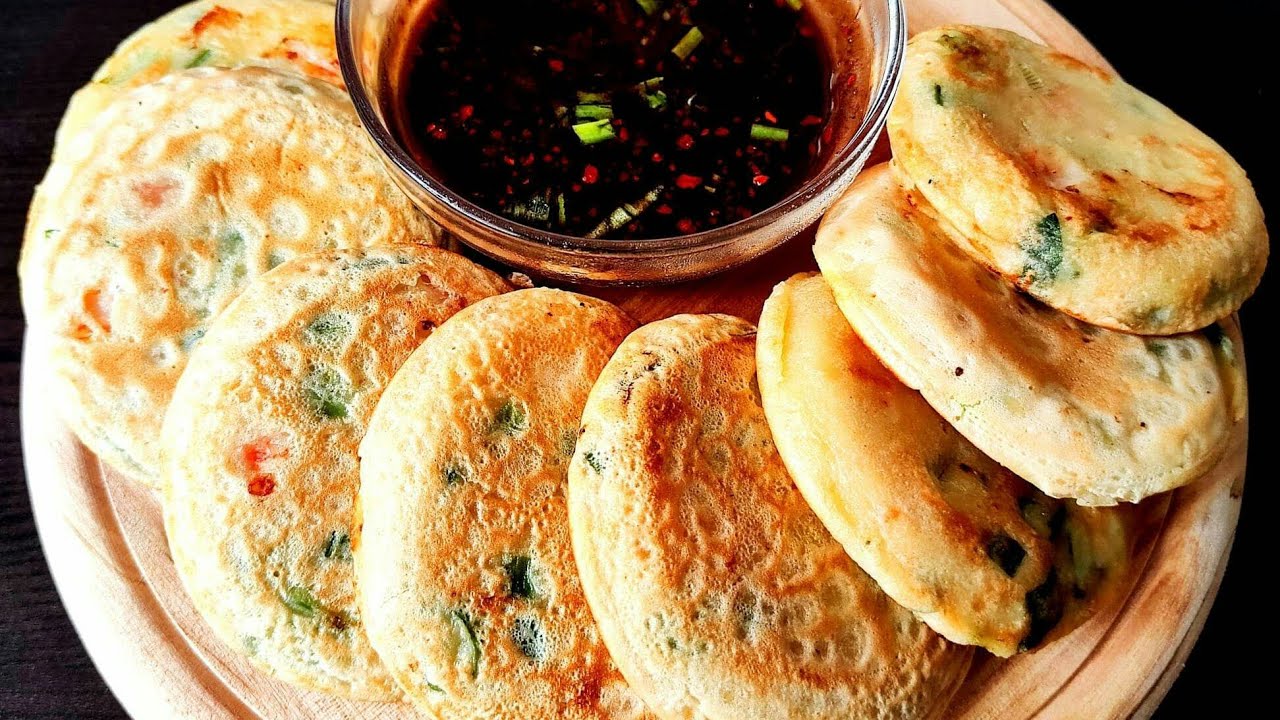 Korean style Shrimp and green onion pancakes|| Savory pancake with ...