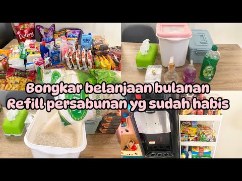 BONGKAR BELANJAAN BULANAN | REFILL PERSABUNAN YG SUDAH HABIS😘 - YouTube
