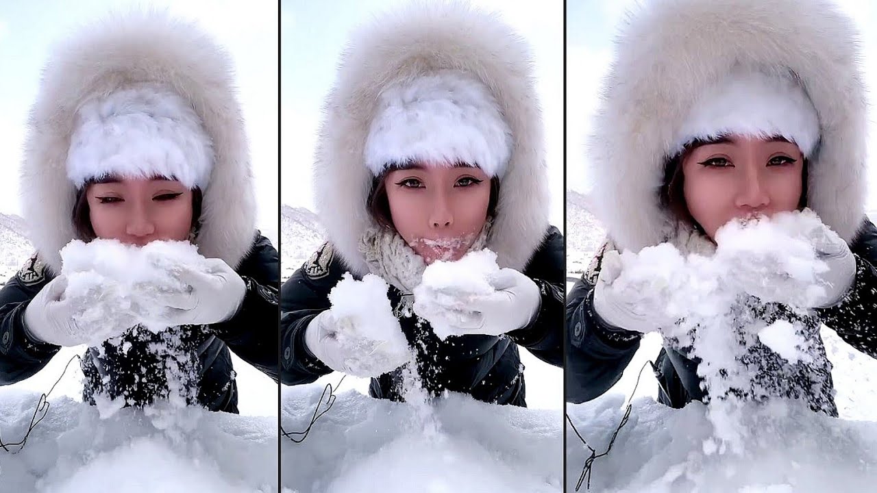 REAL SNOW EATING 2022!PART 2! ICE ASMR - YouTube