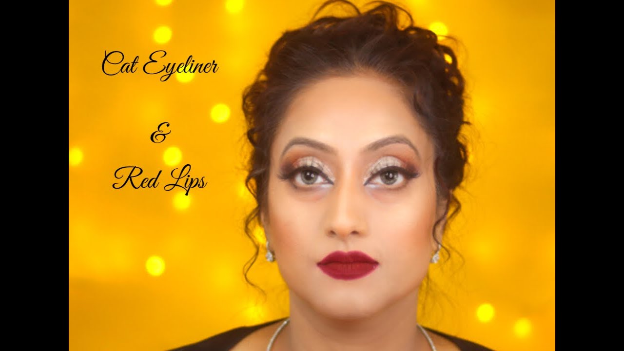 How To Cat Eyeliner Classic Red Lips Makeup Tutorial Youtube