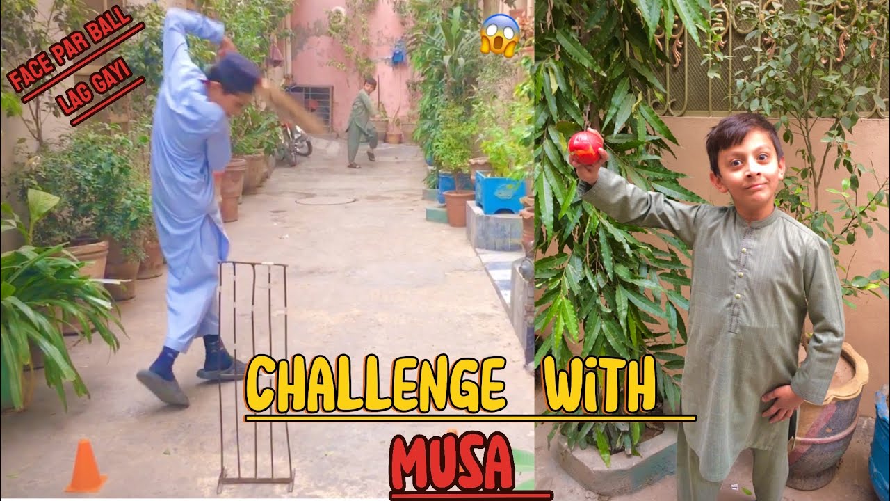 Challenge with Musa 2 over match today Itni fast bowling face par ball ...