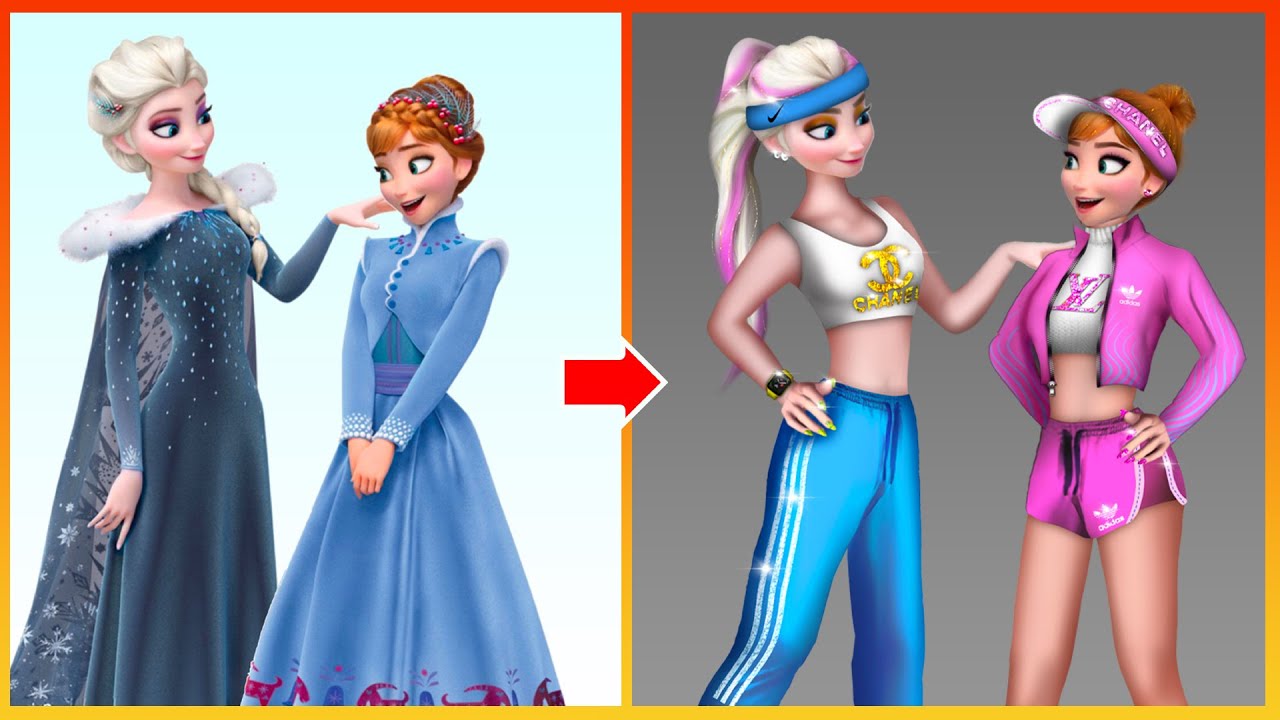 Frozen: Elsa Anna Glow Up Into Sporty Girl - Disney Princesses Transformation - YouTube