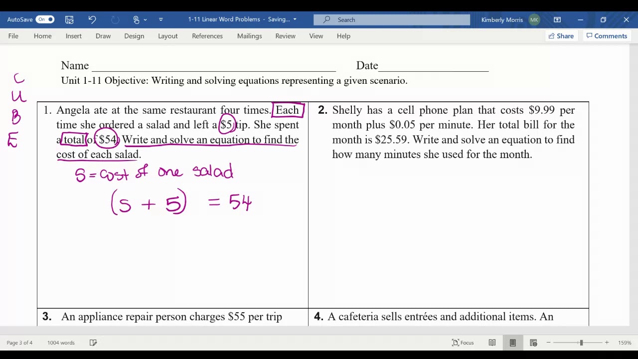 Linear Equations Application Part 1 YouTube linear-equations-application-part-1-youtube
