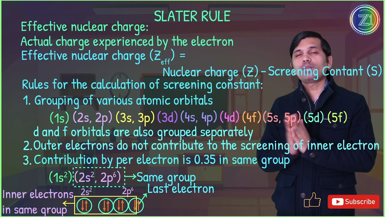 Slater's Rule, Calculation of screening constant and effective nuclear ...