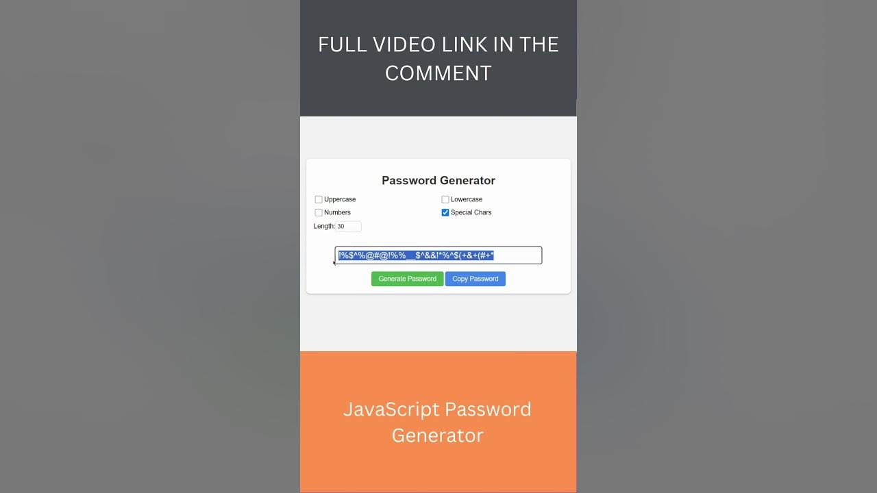 Password Generator Project In Javascript Shorts Javascript Javascriptprojects Coding Youtube