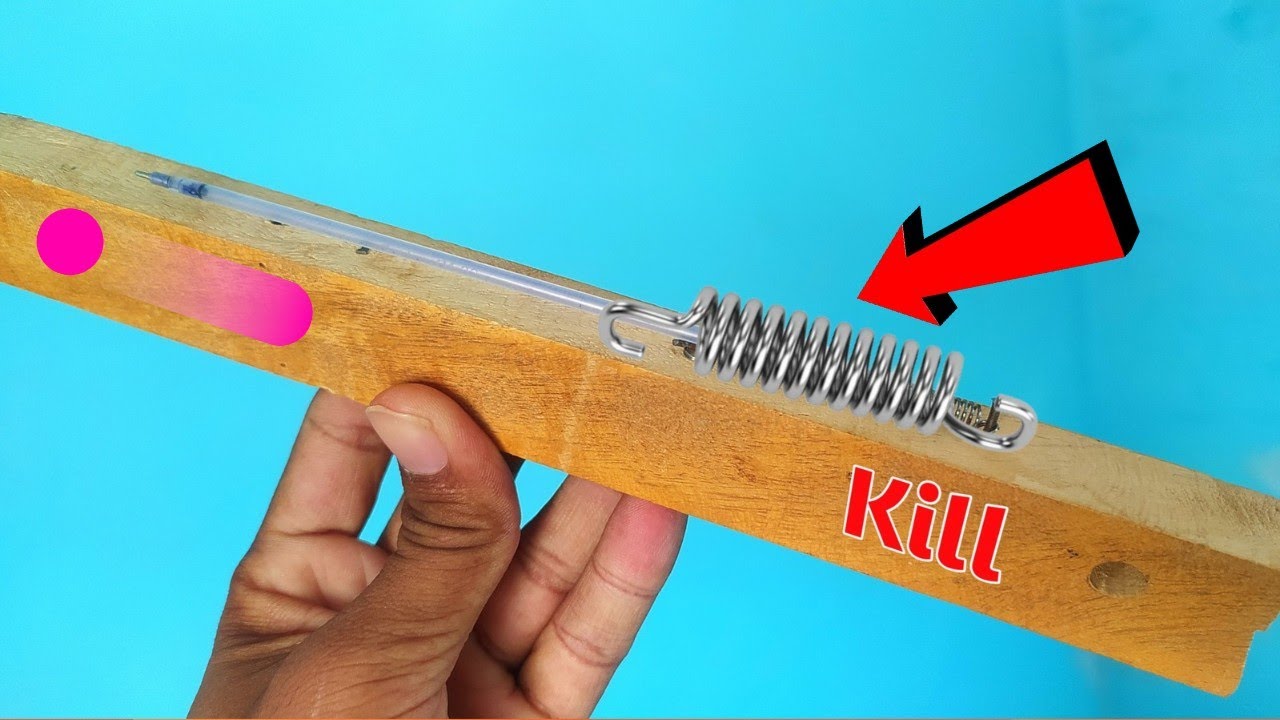 How to make steel spring gun ⚡! pen nik with spring gun ! Marble gun ...