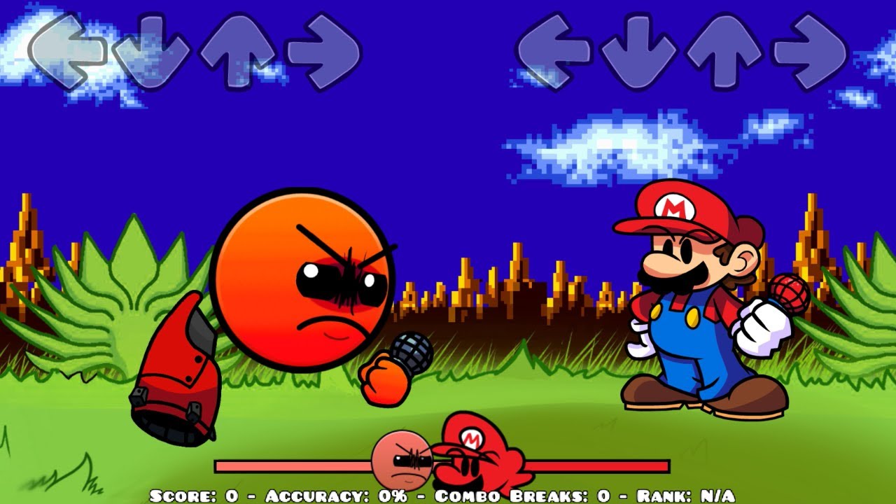 FNF NEW Geometry Dash 2.0 vs Mario Bros All Phases Sings Chasing | Fire ...