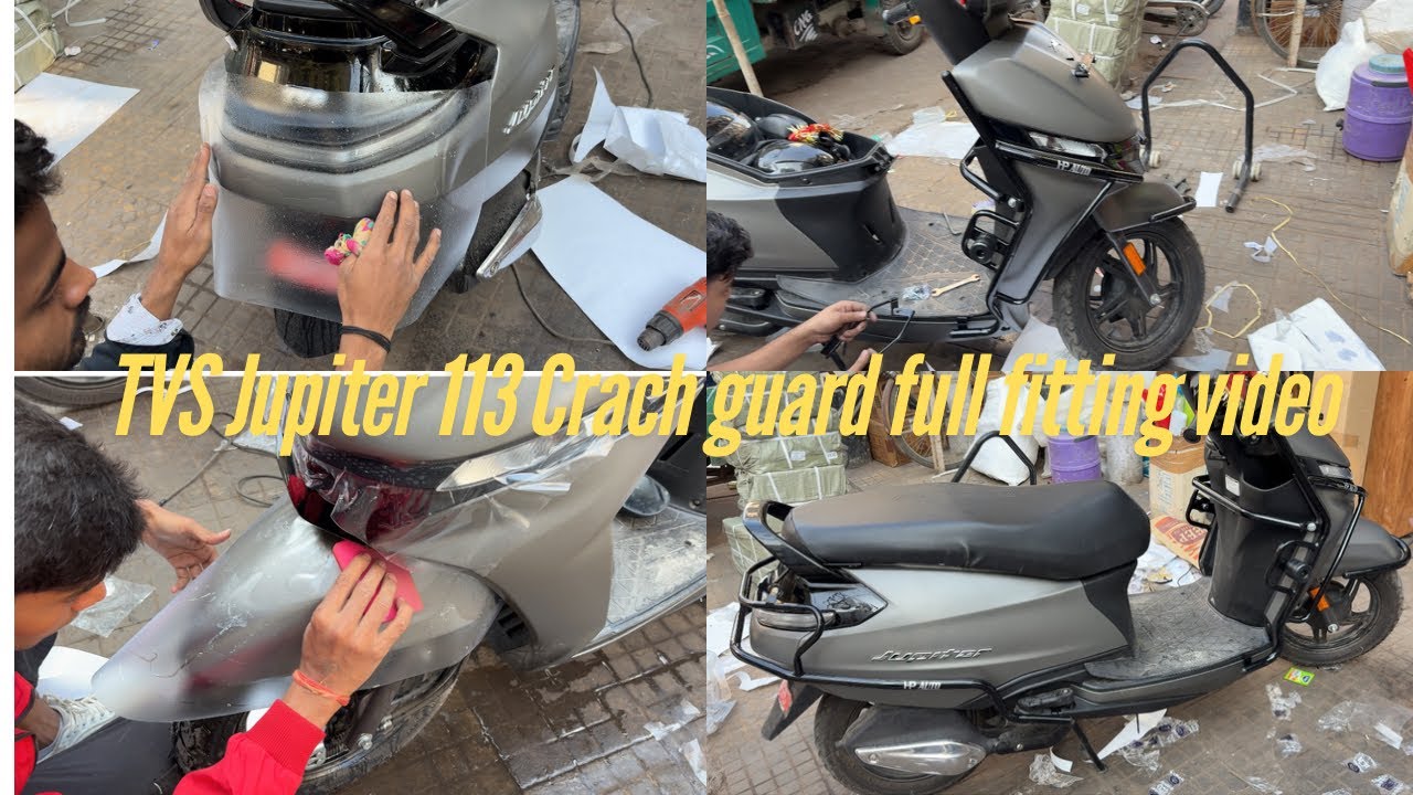 😱Tvs Jupiter 113 full body crash guard install, and fitting video all ...