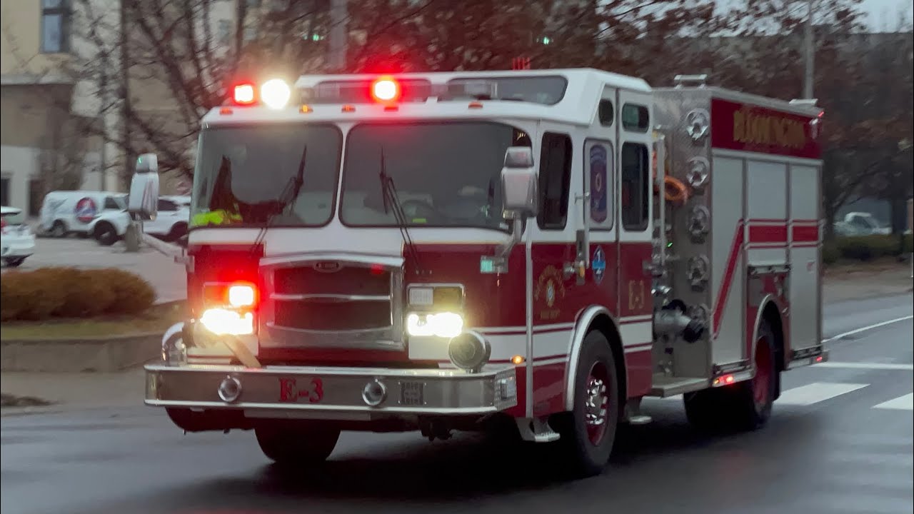 (Q & HORN) Bloomington Fire Dept. Engine 3 Responding - YouTube