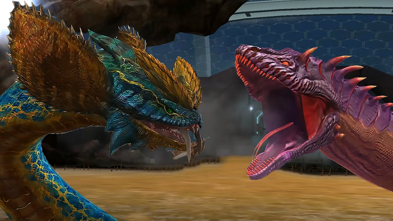 The Giant Hybrid Snake Vs Ouroboros 66 - Fight | Jurassic World The ...