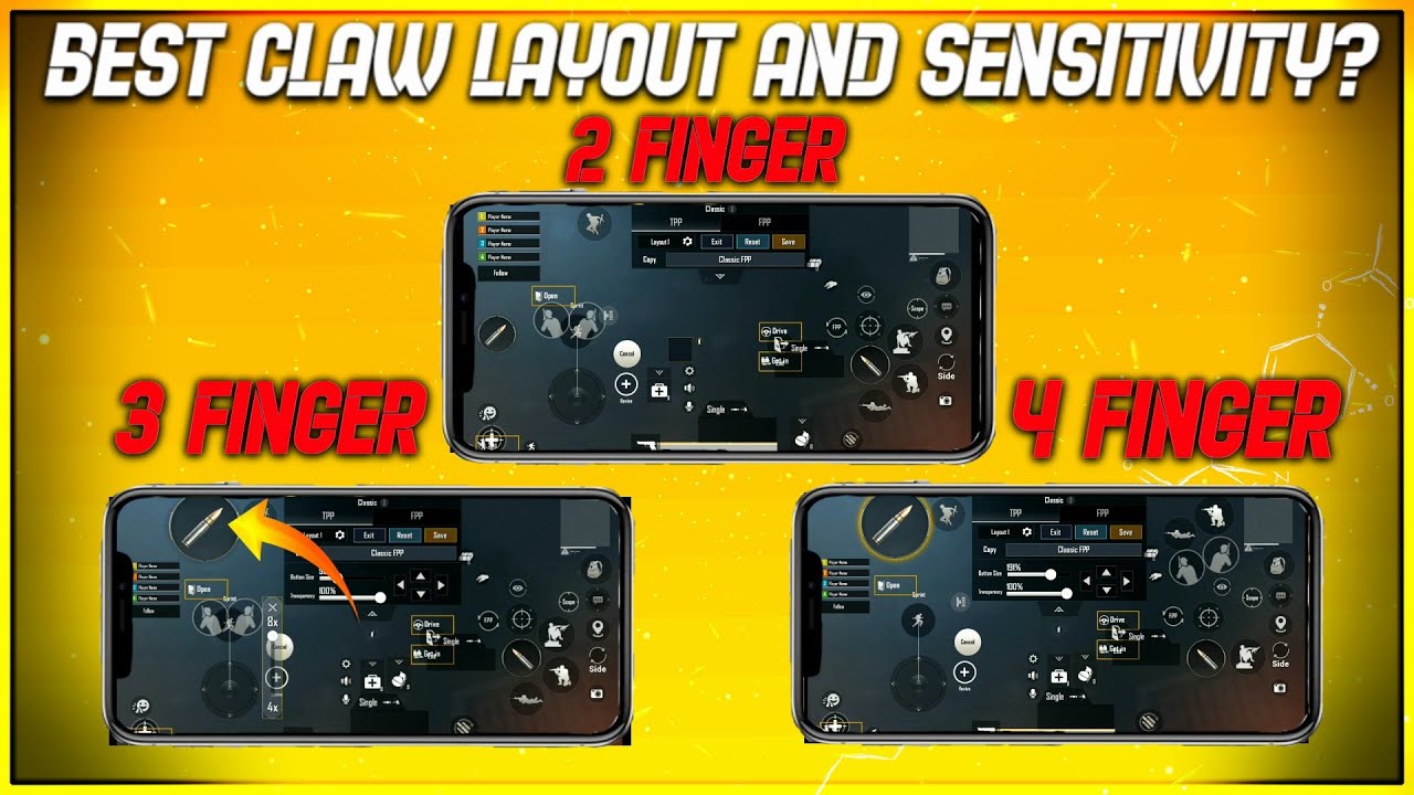 Best 2 finger, 3 finger and 4 finger claw layout and sensitivity pubg ...