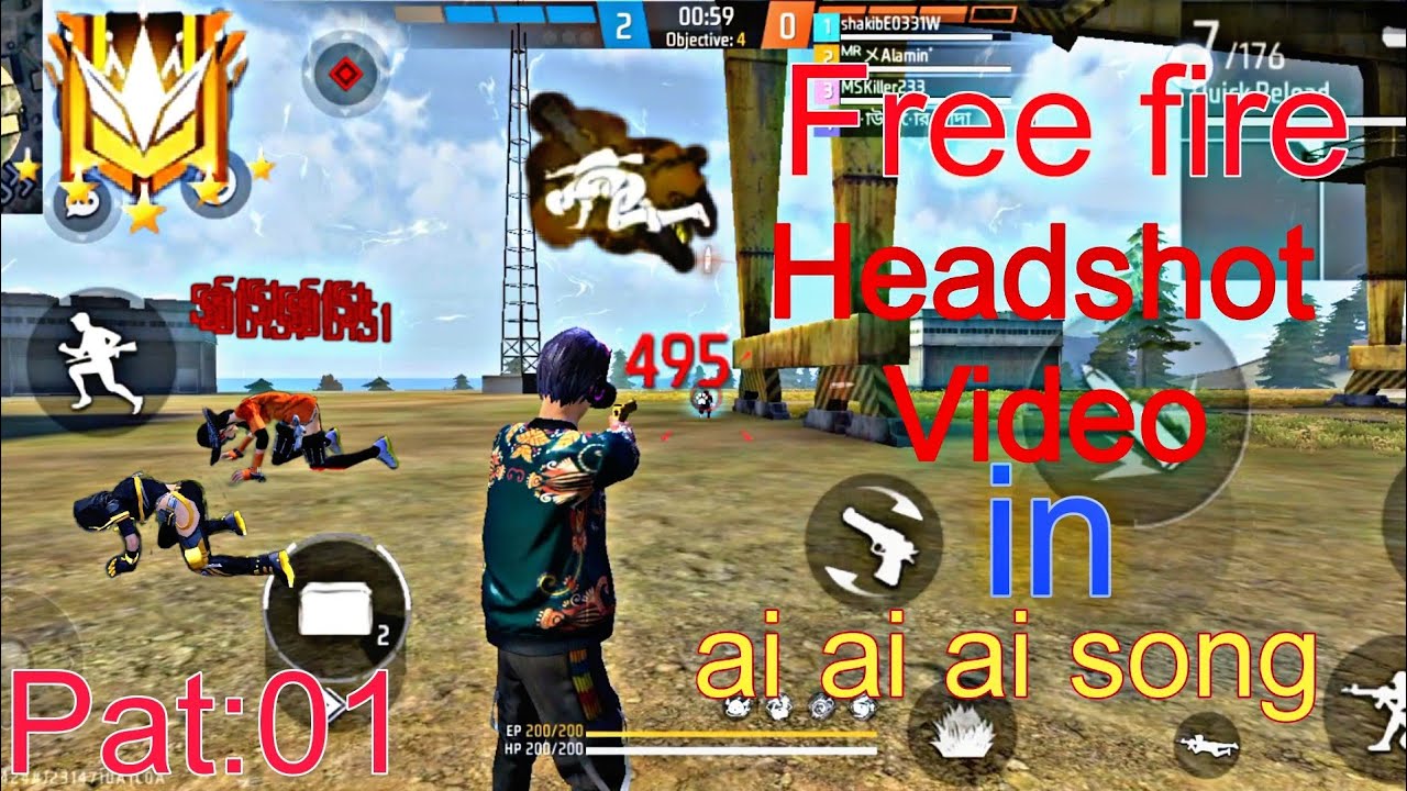 Ai ai ai song..😘 Free fire Headshot Video ️‍🩹 in this song.....😲😧 ...