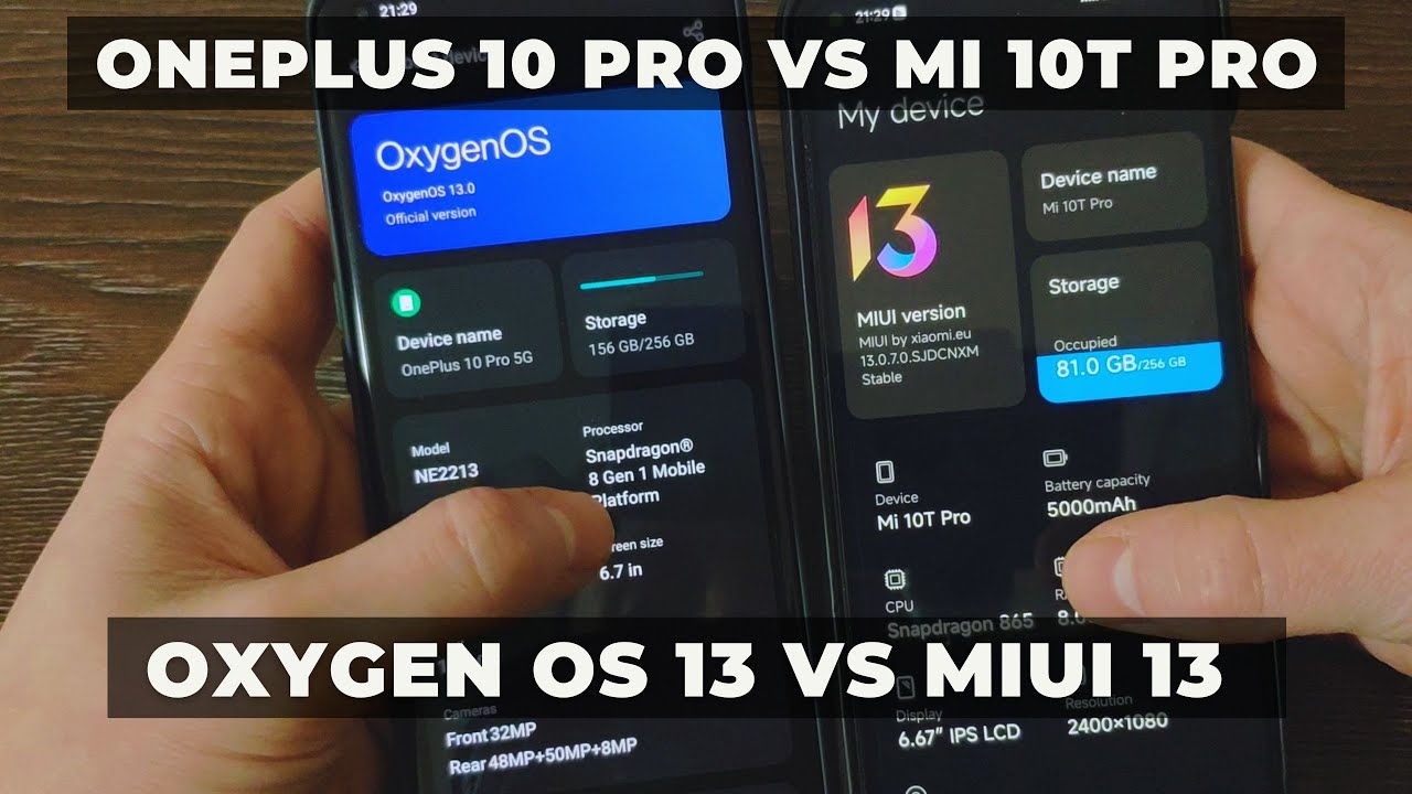 Oxygen OS 13 vs MIUI 13 EU on OnePlus 10 Pro and Xiaomi Mi 10T Pro - YouTube