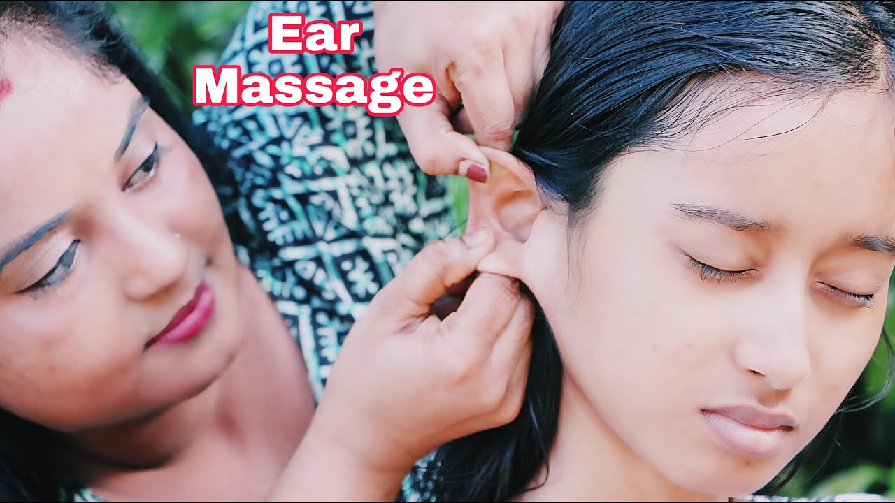 Best Ear Massage in Green Nature | Female Ear Massage | Neck Cracking ...