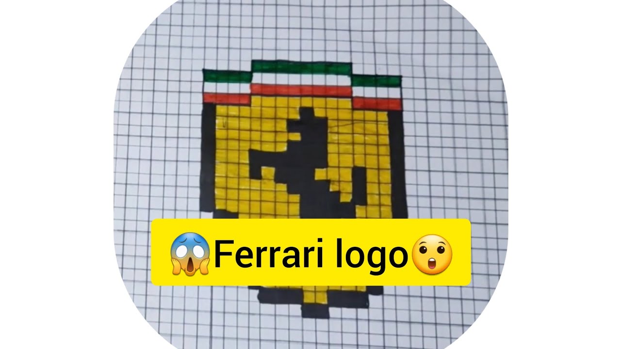 Handmade pixel Art - How to draw Ferrari logo - YouTube