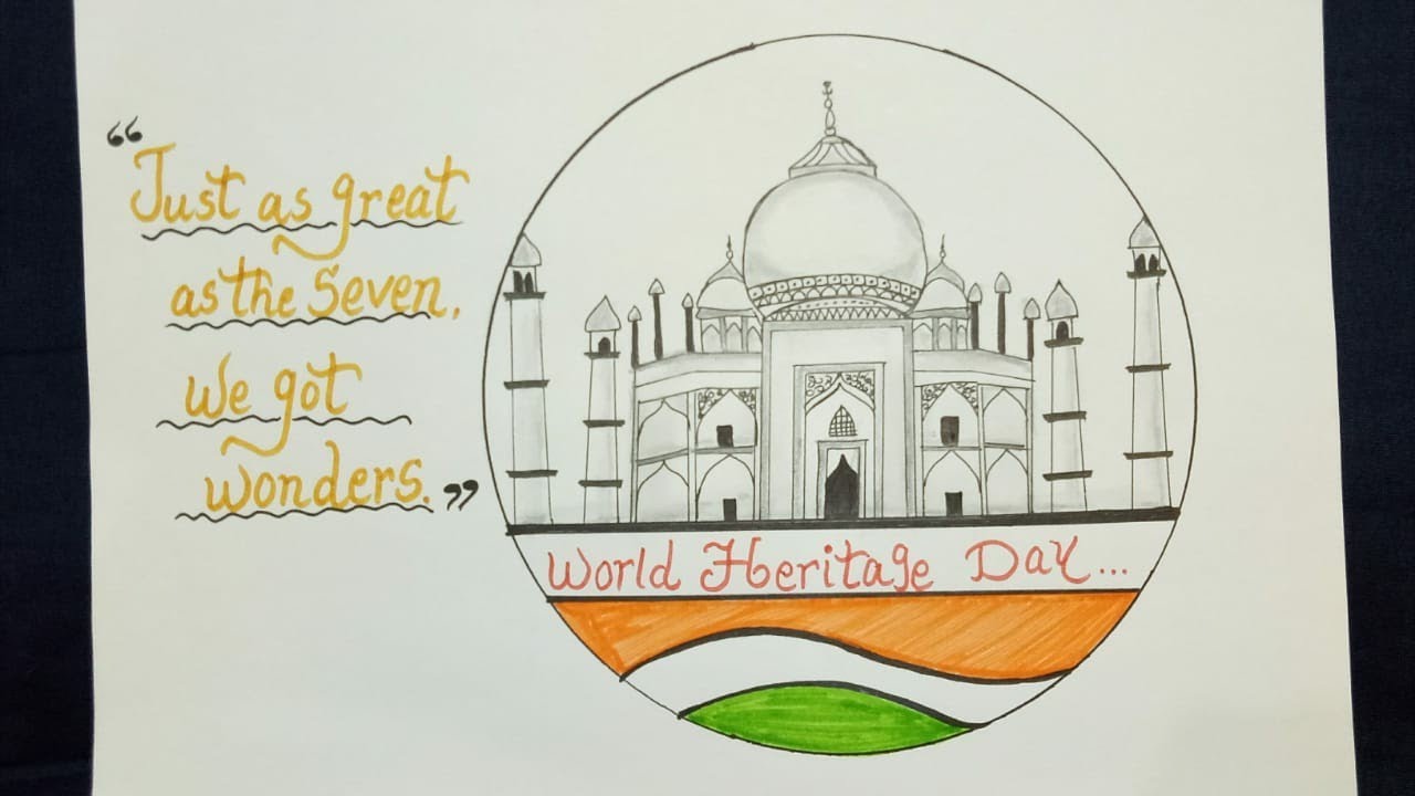World Heritage Day, How To Draw World Heritage Day Drawing, World ...