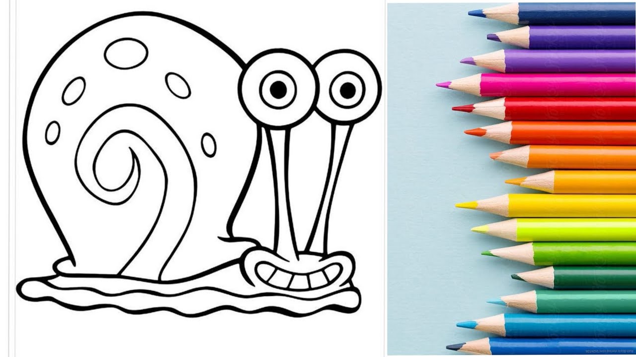Mewarnai GERY Siput SPONGEBOB 🐌🌈 | Coloring Gery page 🎉🥳🌈 - YouTube