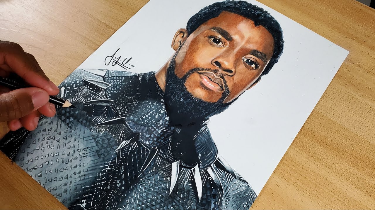 Black Panther Drawing - Chadwick Boseman - YouTube