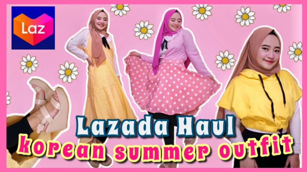 LAZADA HAUL KOREAN SUMMER OUTFIT CUMA 30RIBUAN | Skirt, Dress, Wedges ...