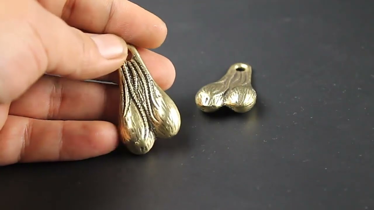Solid Brass Two Balls Testicles Keychain Tag Figurine Miniature Toy ...