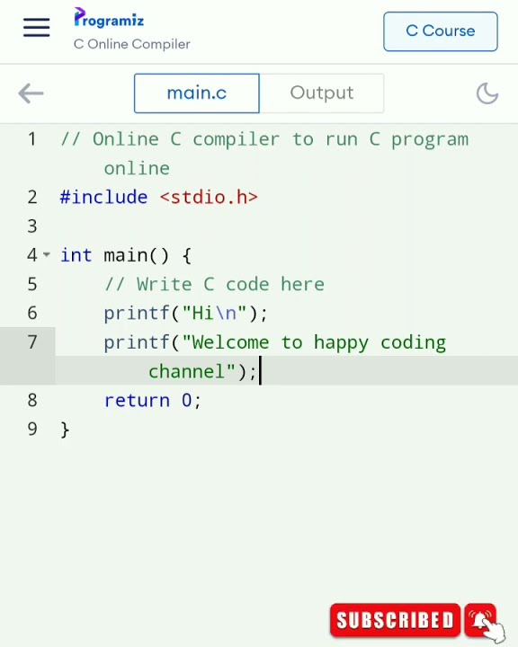 C Program Escape Sequence Execution With The Help Of Online Compiler In Tamil Happycoding