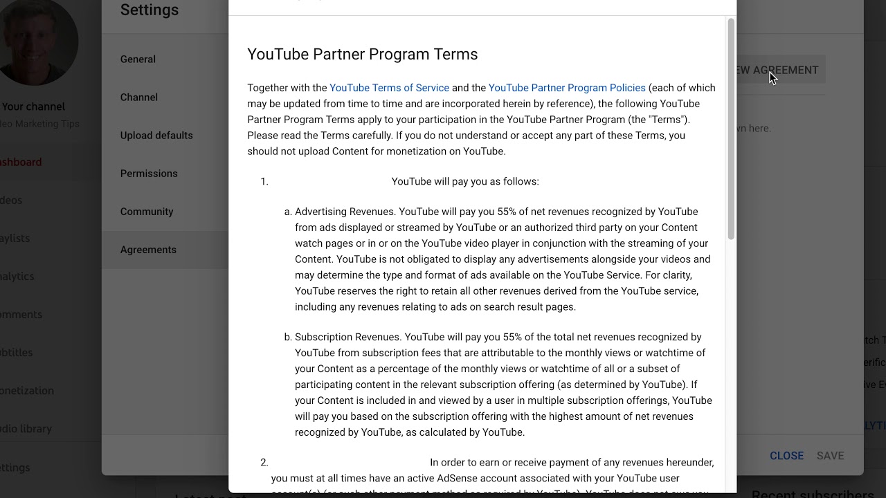 Agreements Option Available in YouTube Settings - YouTube