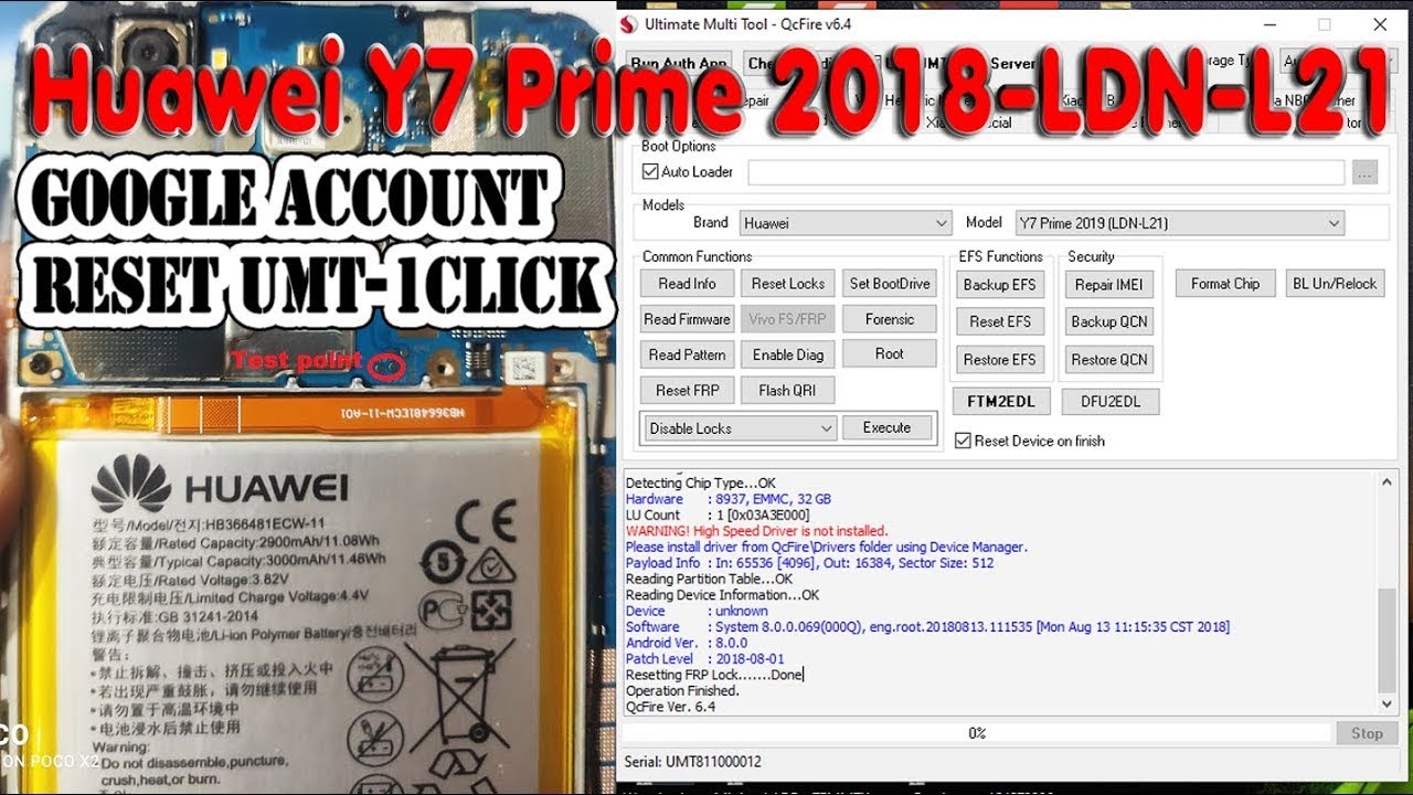 Huawei LDN L21 unlock With UMT | With EDL Pinout | Remve Pattrun Pin ...