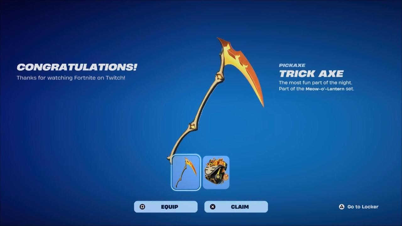 Fortnite Trick Axe And Treat Snack Twitch Drop Rewards - YouTube