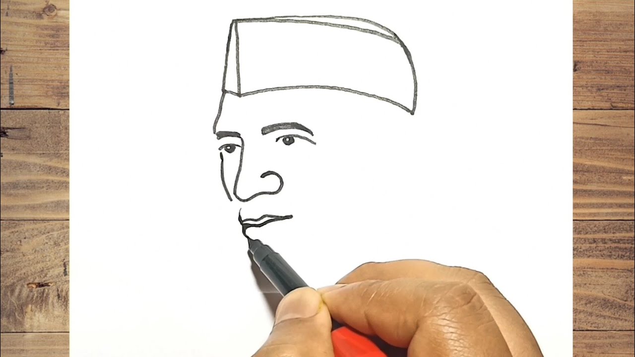 Nehruji drawing | Jawaharlal Nehru drawing simple - YouTube
