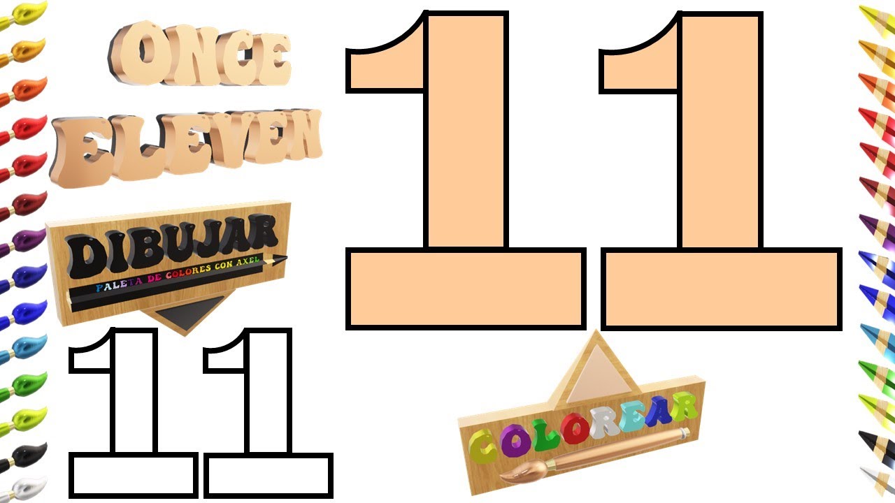 How Draw to Number ELEVEN (11) - Como dibujar el Número 11 ONCE - YouTube