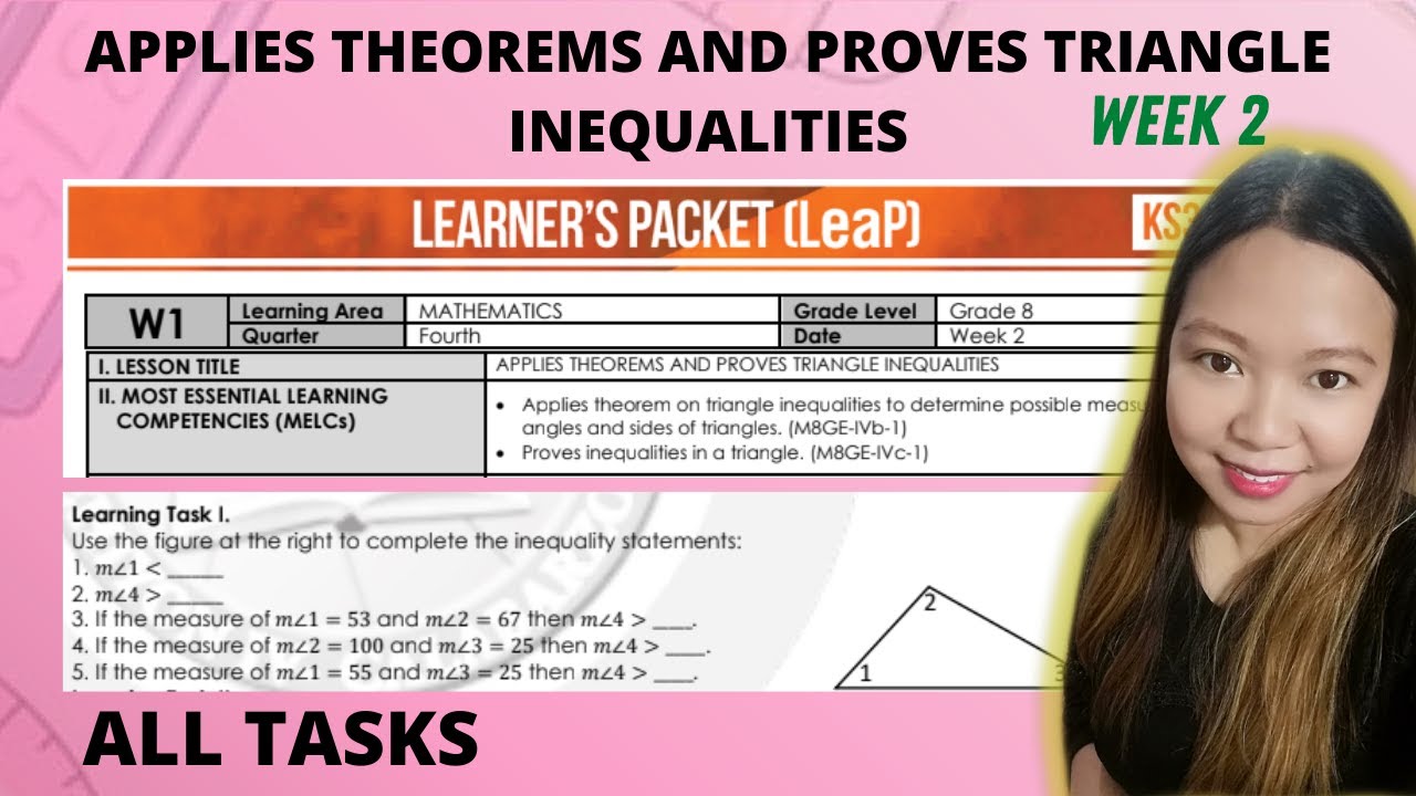 APPLIES THEOREMS AND PROVES TRIANGLE INEQUALITIES| WEEK 2| ALL TASKS ...