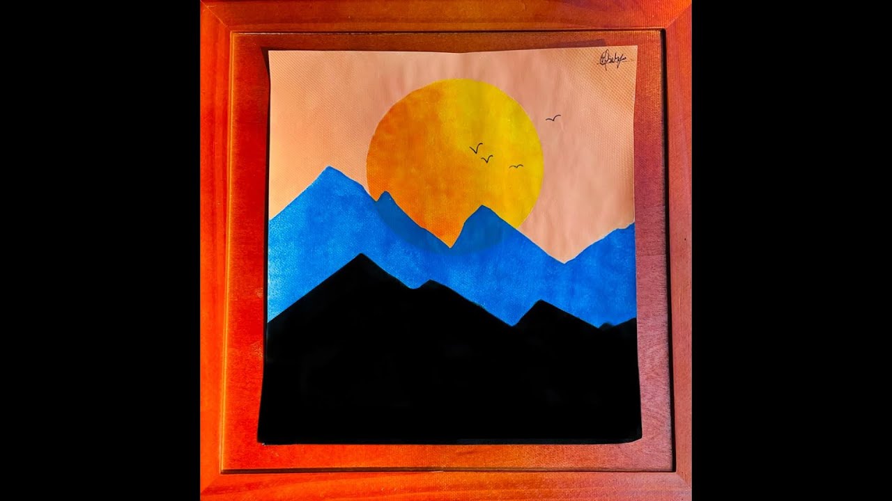 Beautiful painting of sunset ! 🎨🖌️|| How to paint a sunset view with ...