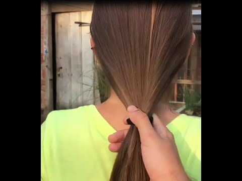 long hair pull and open ponytail - YouTube