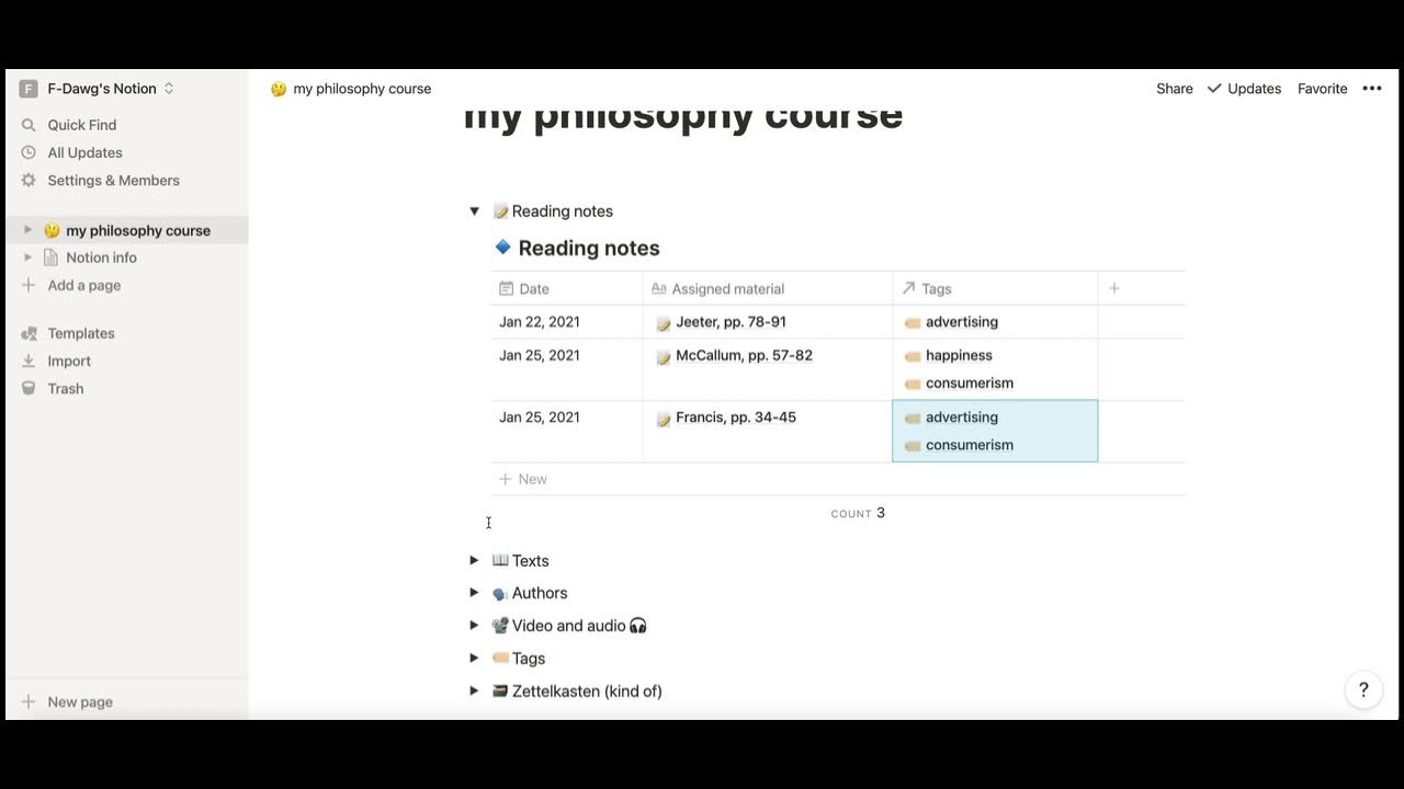 Creating and using tags in Notion ("master tag database") - YouTube