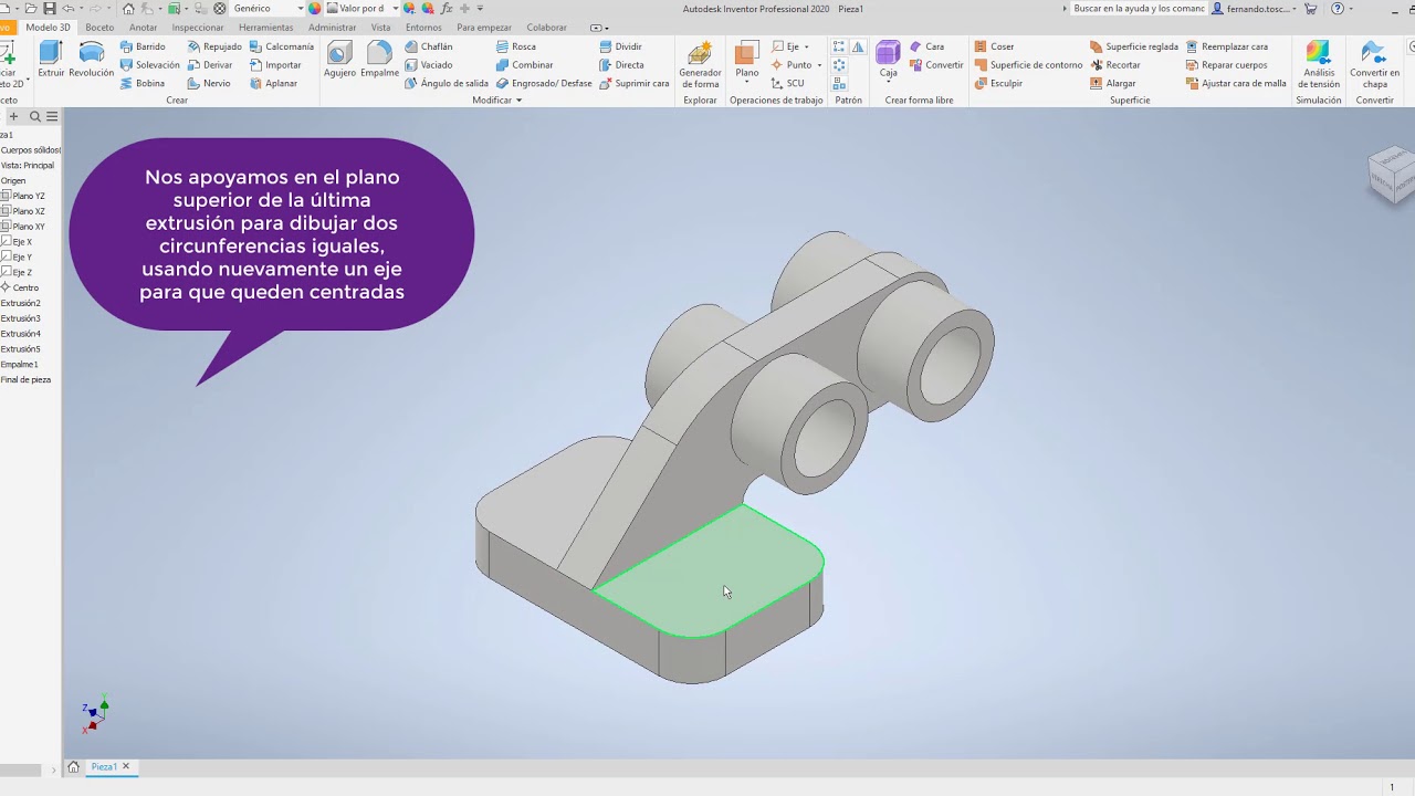 Pasos para crear una pieza en Autodesk Inventor (4) - YouTube