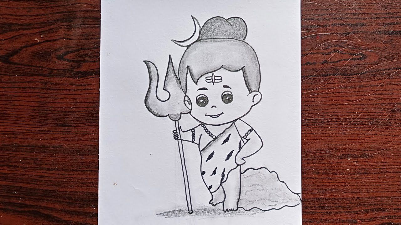 How To Draw Cute Bal Bholenath Pencil Drawing l Lord Shivji Drawing l ...